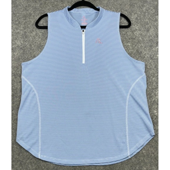 Rhoback | Tops | Rhoback Sleeveless Zip Mock Polo Womens Xl Blue White ...